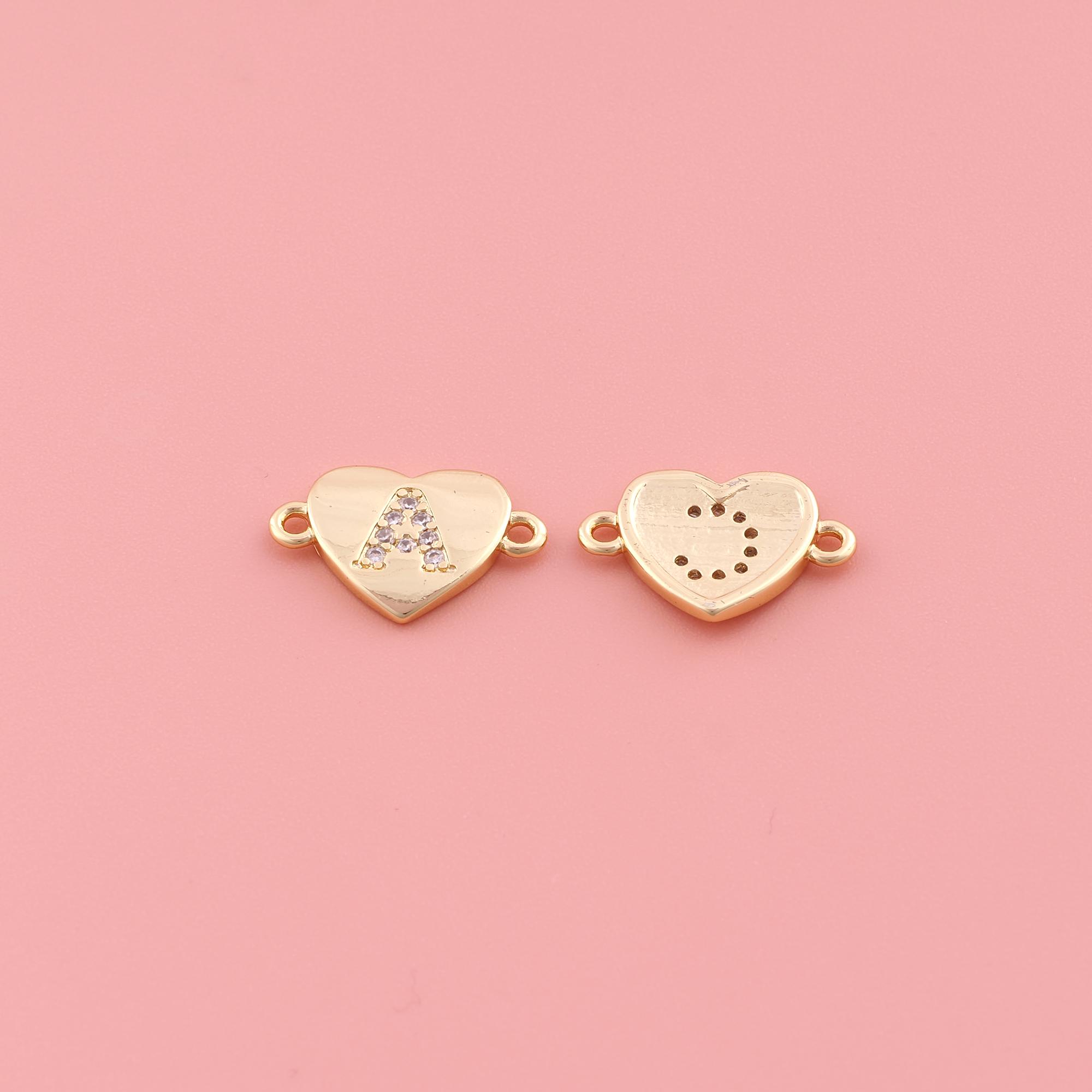 Initial Connector,18k Gold Filled Heart Connector,cubic Zirconia Letter ...