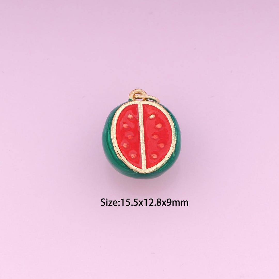 Watermelon Pendant,18k Gold Filled Fruit Charm,enamel Fruit,watermelon ...