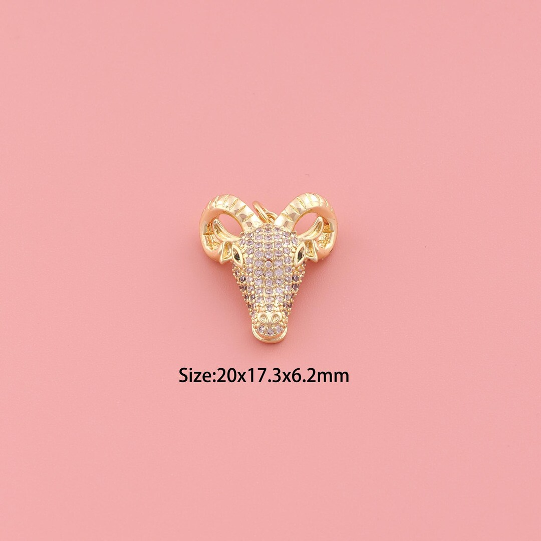 Cow Head Pendant,18k Gold Filled Animal Charm,cubic Zirconia Cow Head ...