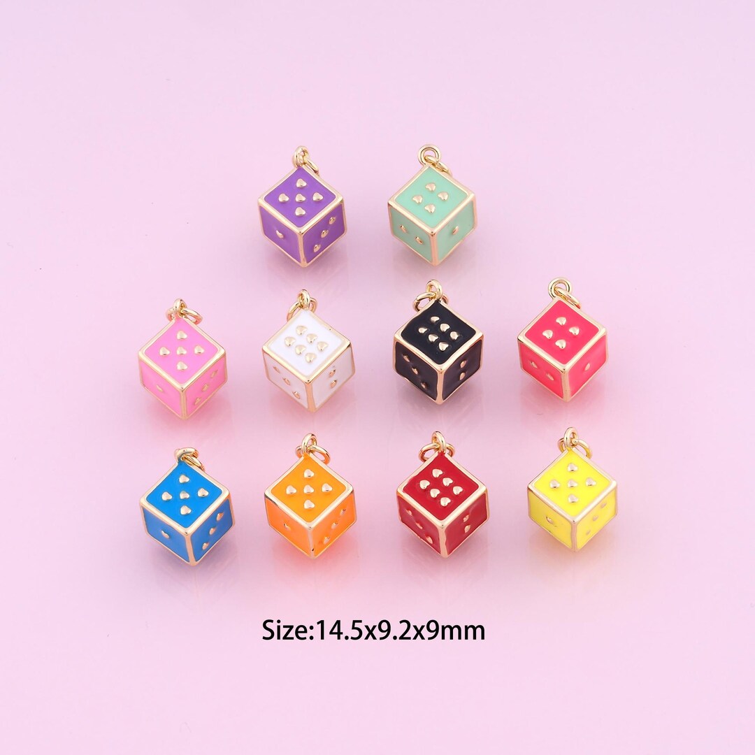 Heart Pendant,18k Gold Filled Love Charm,enamel Dice,polyhedron Charms ...