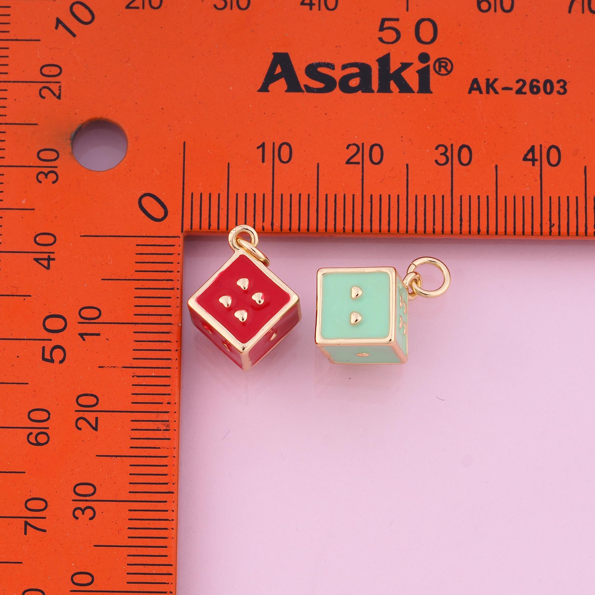 Heart Pendant,18k Gold Filled Love Charm,enamel Dice,polyhedron Charms ...