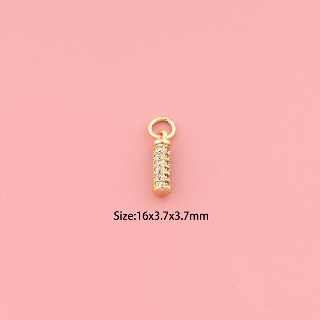 Stick Pendant,18k Gold Filled Stick Charm,cubic Zirconia Stick,stick ...