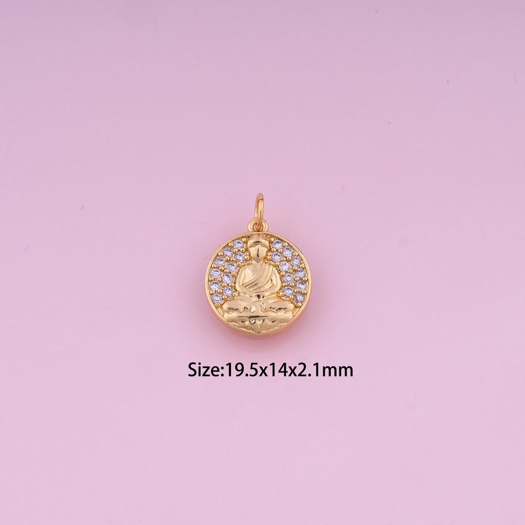 Buddha Pendant,18k Gold Filled Buddhist Charm,cubic Zirconia Religious ...