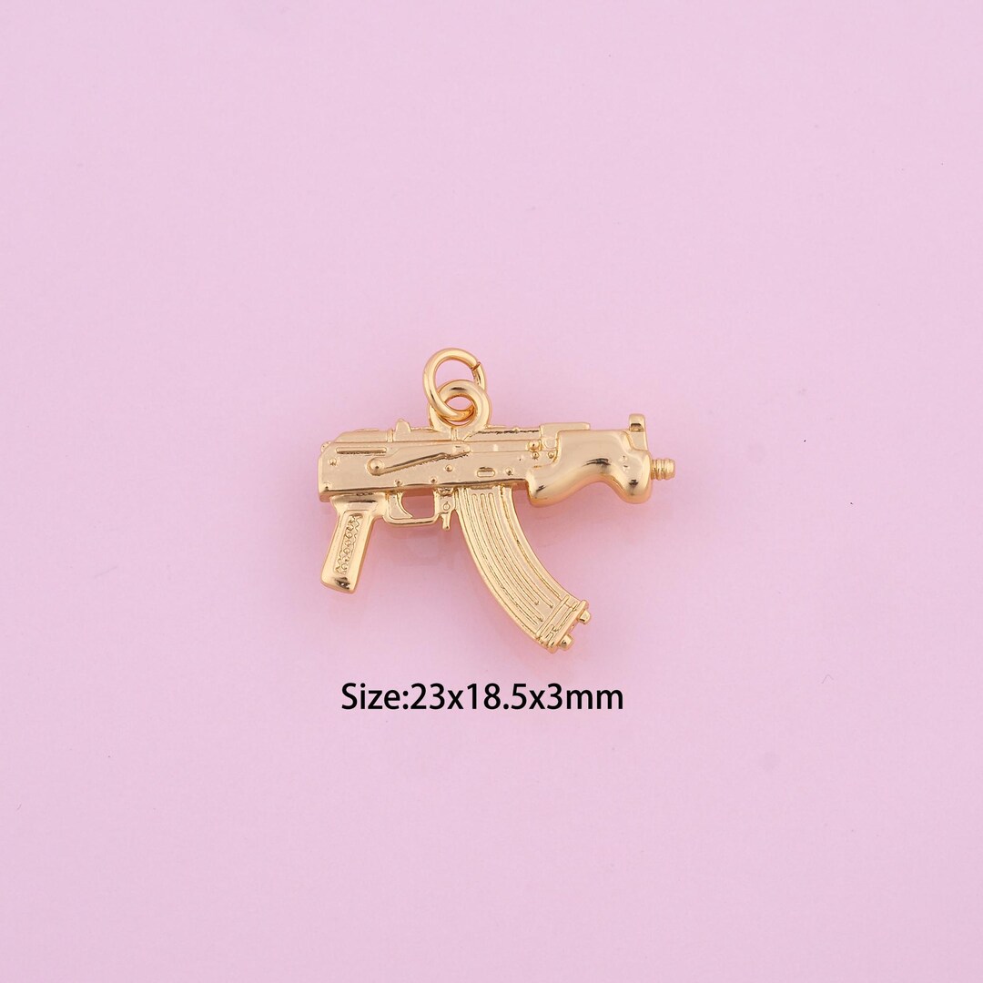 Weapons Pendant,18k Gold Filled Gun Charm,submachine Gun Charms,diy ...