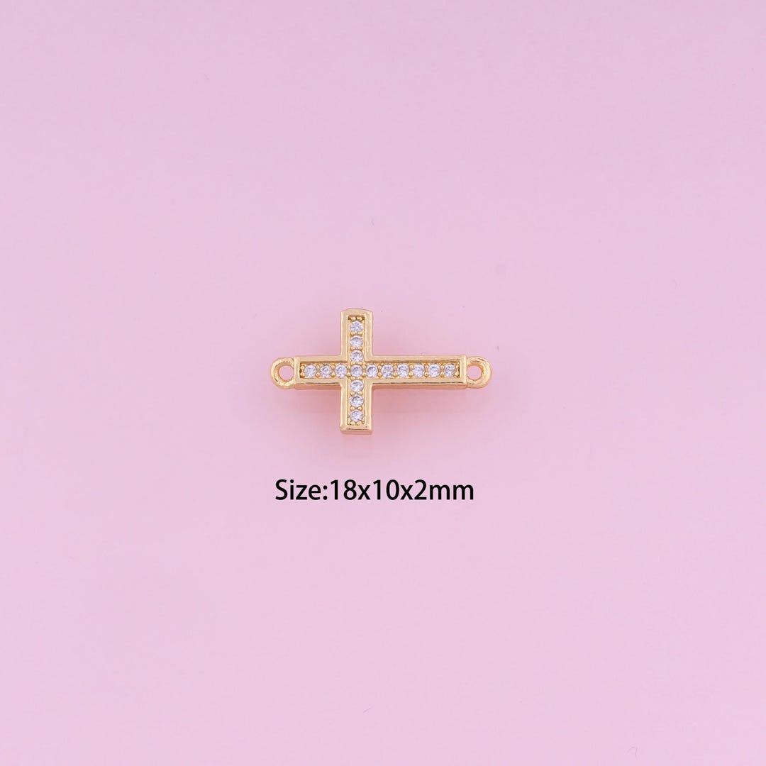 Cross Connector,18k Gold Filled Religious Connector,cubic Zirconia ...