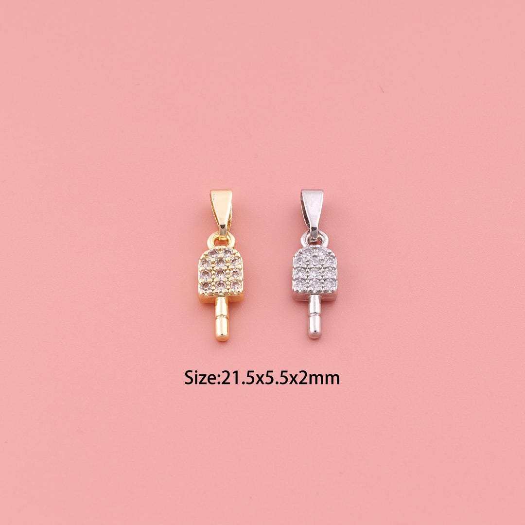 Ice Cream Pendant,18k Gold Filled Dessert Charm,cubic Zirconia Ice ...