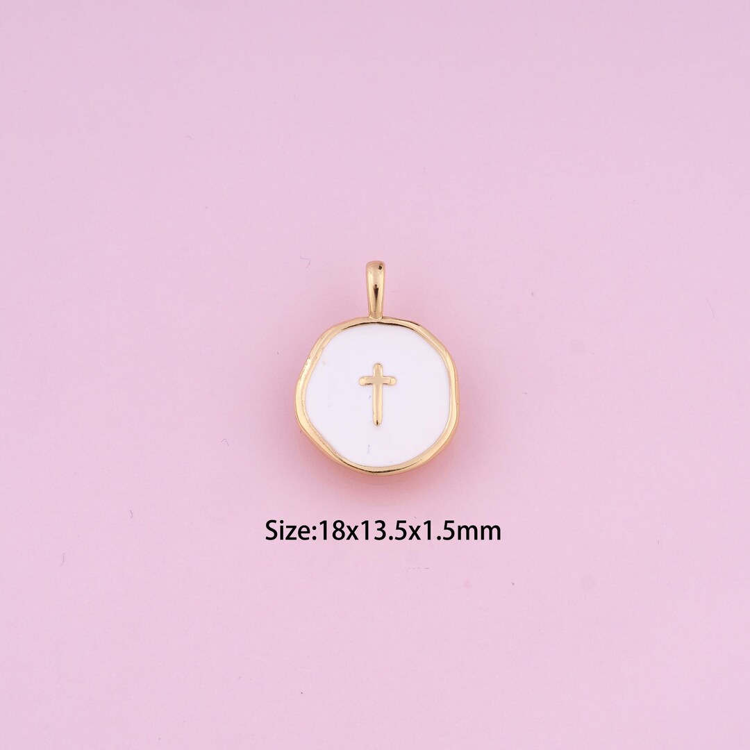 Cross Pendant,18k Gold Filled Religious Charm,enamel Christian ...