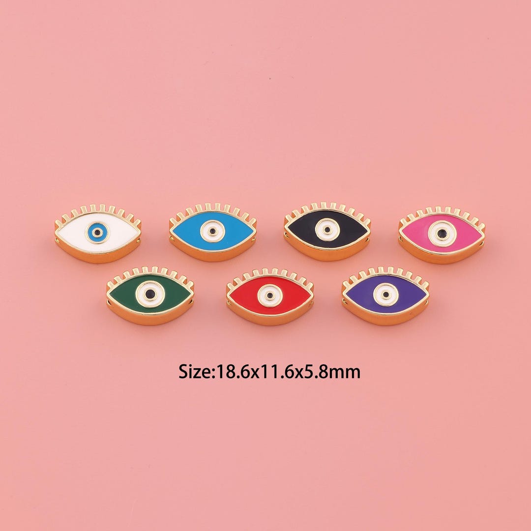 Evil Eye Beads,18k Gold Filled Devil Eye Beads,enamel Tube,evil Eye ...