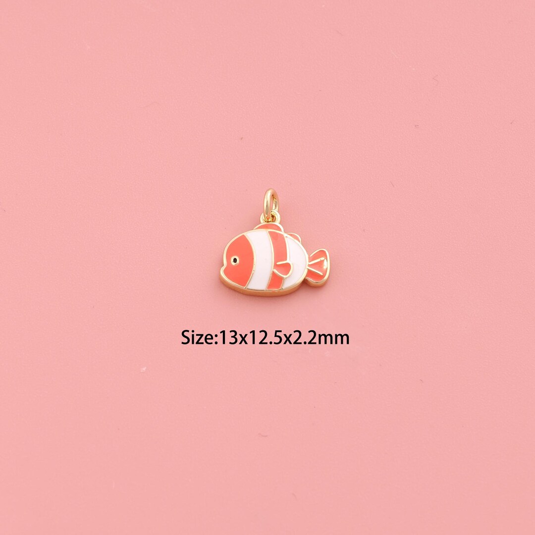 Fish Pendant,18k Gold Filled Marine Life Charm,enamel Fish,marine Life ...