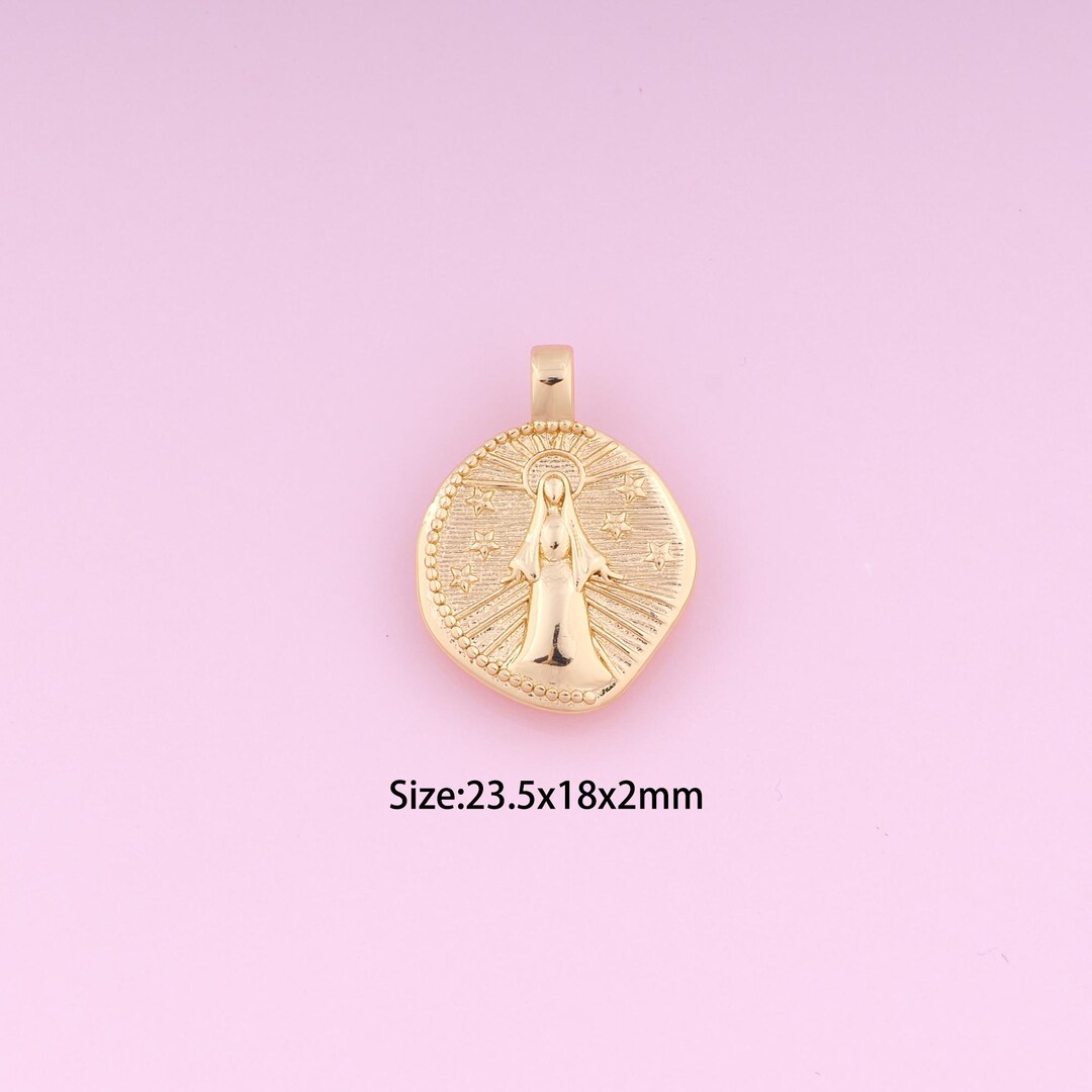 Virgin Mary Pendant,18k Gold Filled Religious Charm,virgin Mary Charms ...