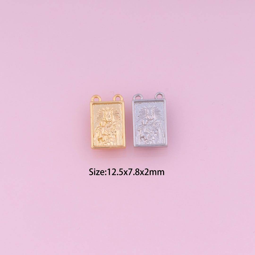 Character Pendant,18k Gold Filled Square Charm,cubic Zirconia Embossed ...
