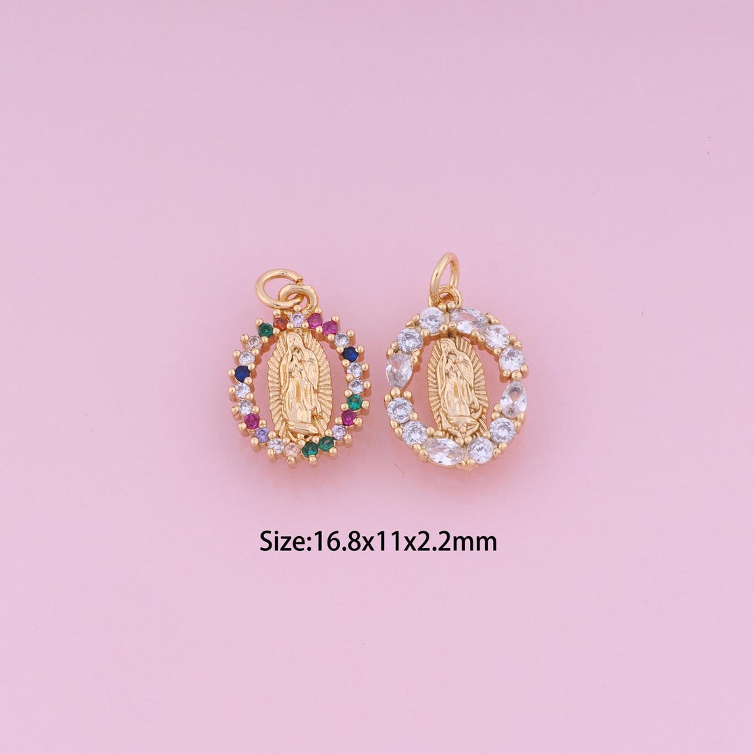 Virgin Mary Pendant,18k Gold Filled Religious Charm,cubic Zirconia ...