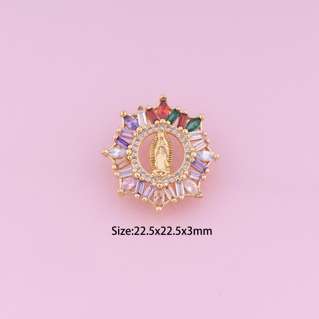 Virgin Mary Pendant,18k Gold Filled Religious Charm,cubic Zirconia ...