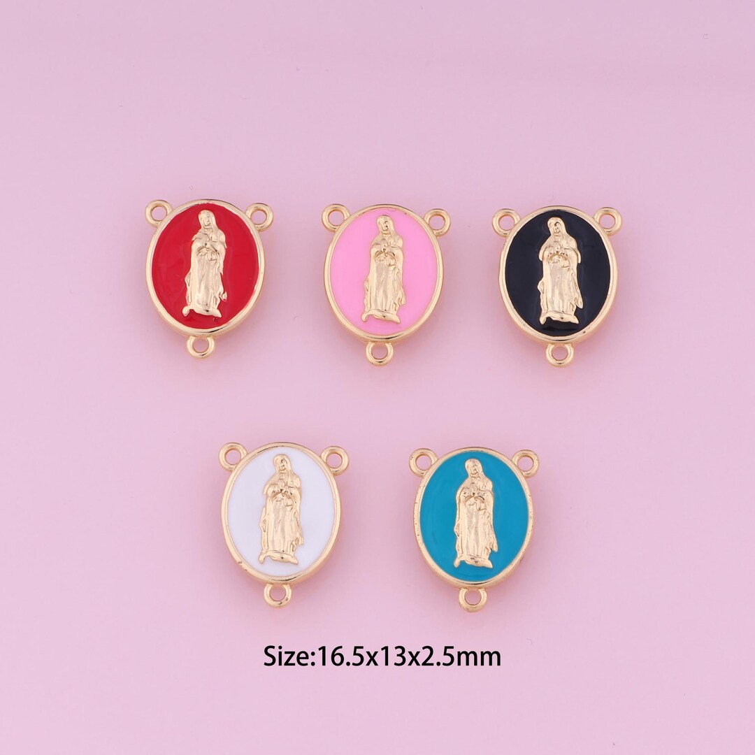 Virgin Mary Pendant,18k Gold Filled Religious Charm,enamel Catholic ...