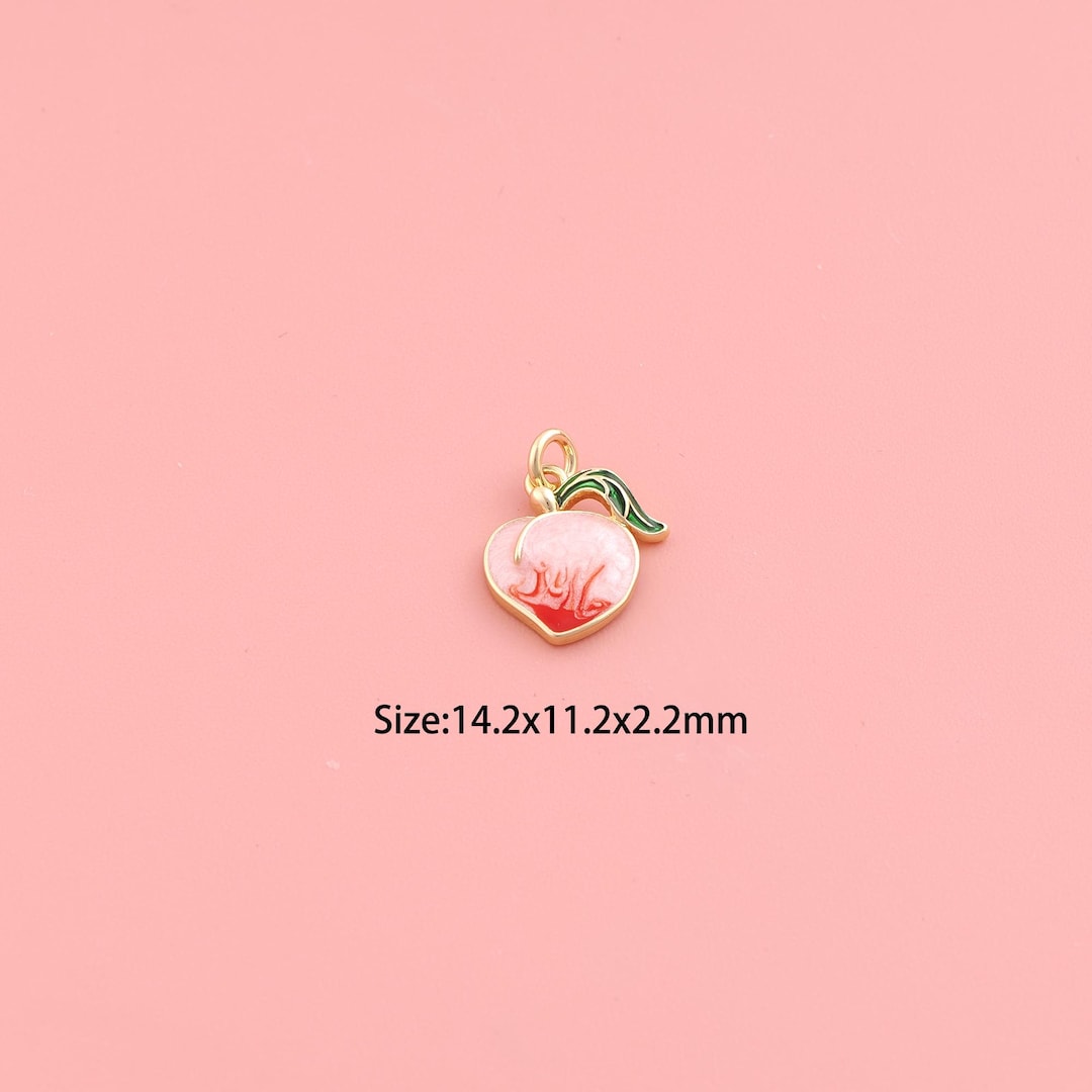 Peach Pendant,18k Gold Filled Fruit Charm,enamel Peach,fruit Charms,diy ...