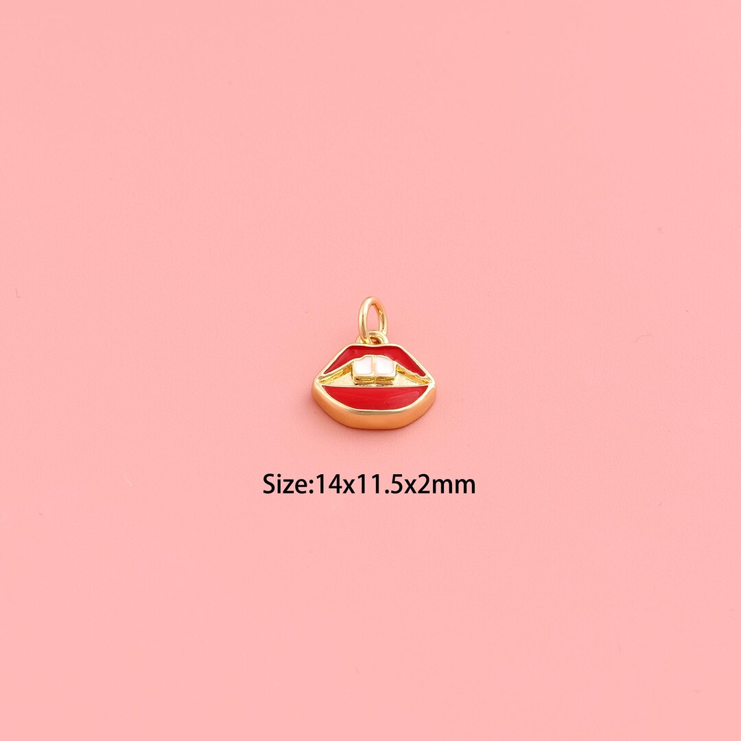 Lips Pendant,18k Gold Filled Lips Charm,enamel Lips,lips Charms,diy ...
