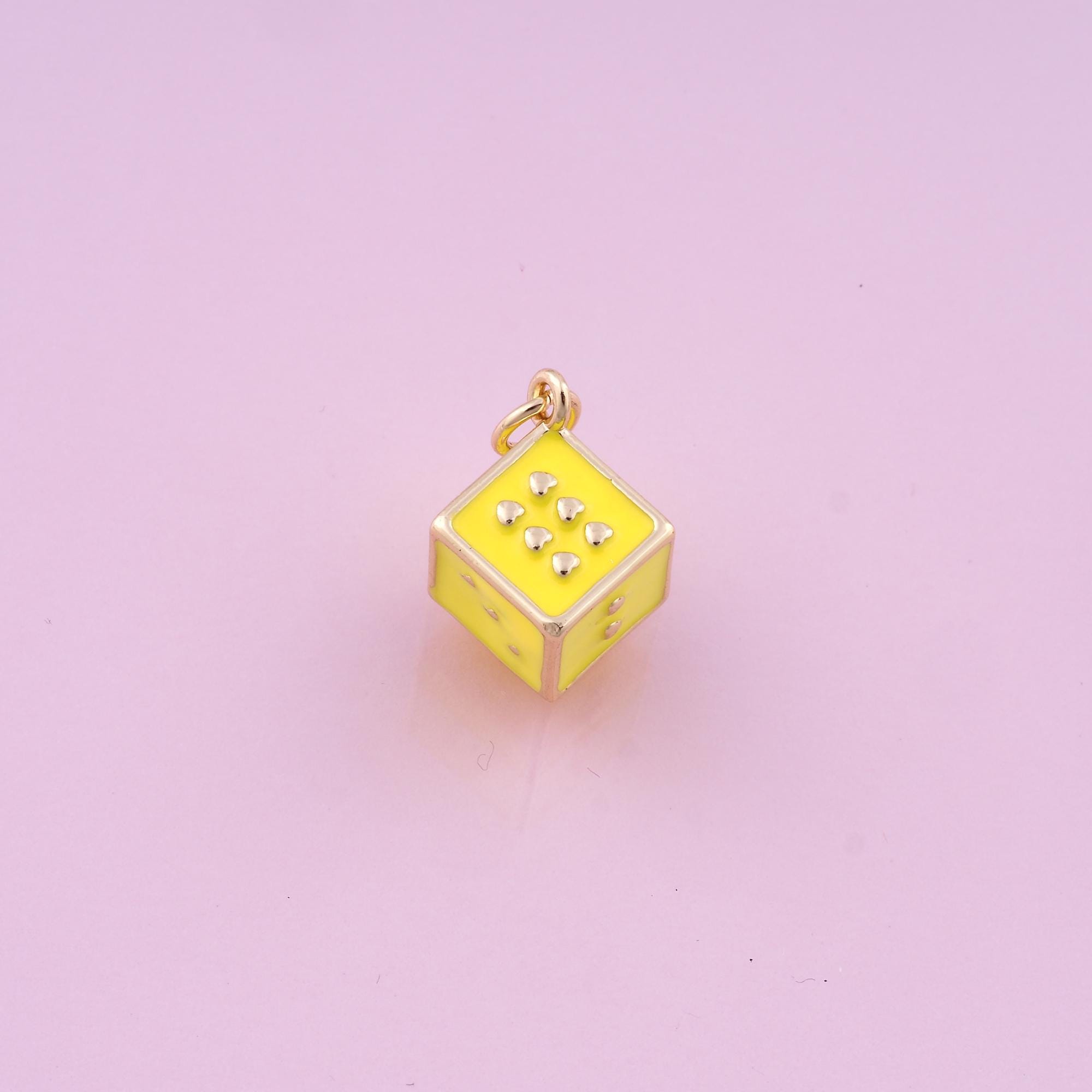 Heart Pendant,18k Gold Filled Love Charm,enamel Dice,polyhedron Charms ...