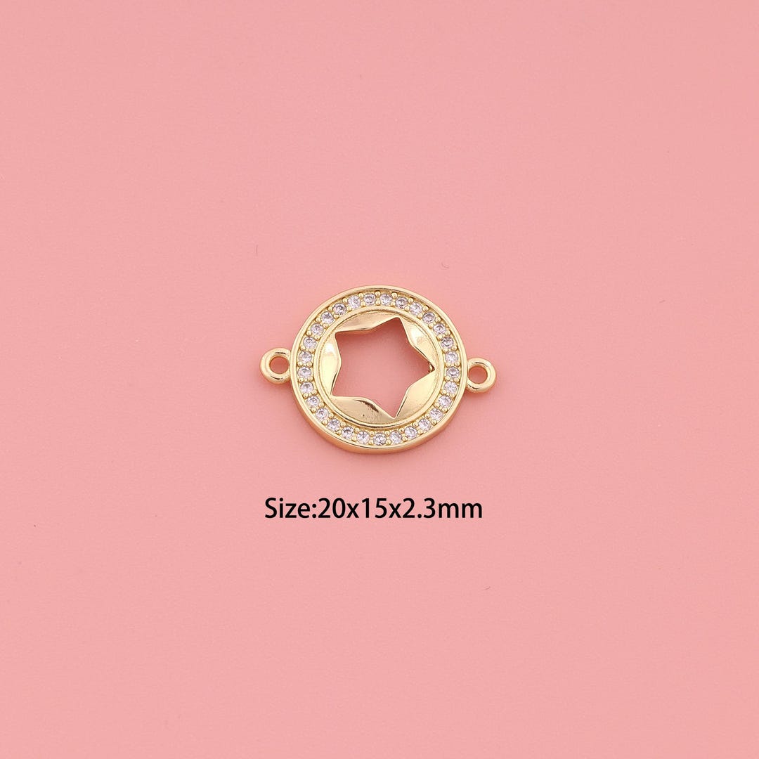 Star Connector,18k Gold Filled Pentagram Connector,cubic Zirconia ...