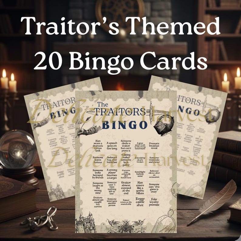 20 Traitors-themed Bingo Cards – Printable Party Game (digital Download ...
