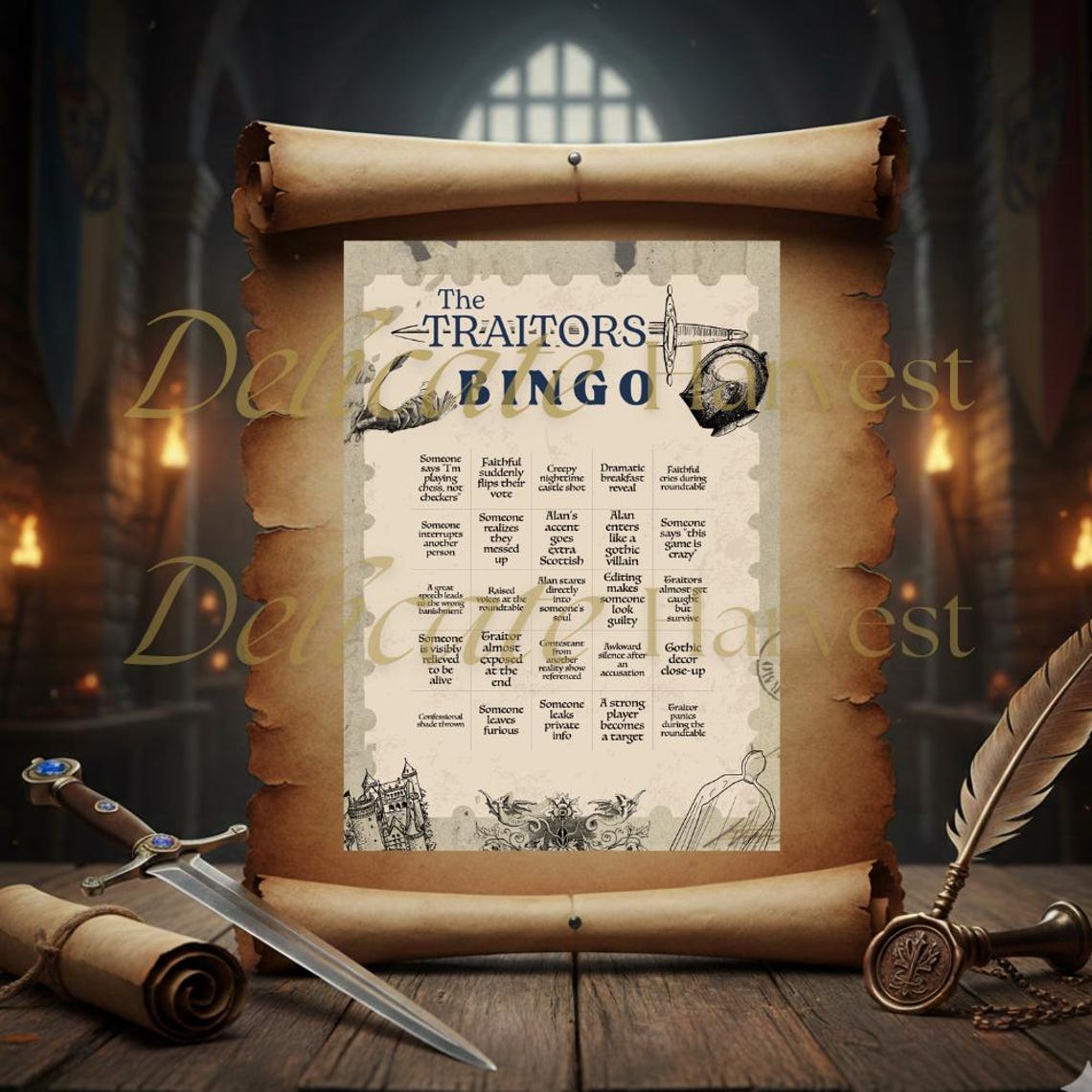 20 Traitors-themed Bingo Cards – Printable Party Game (digital Download ...