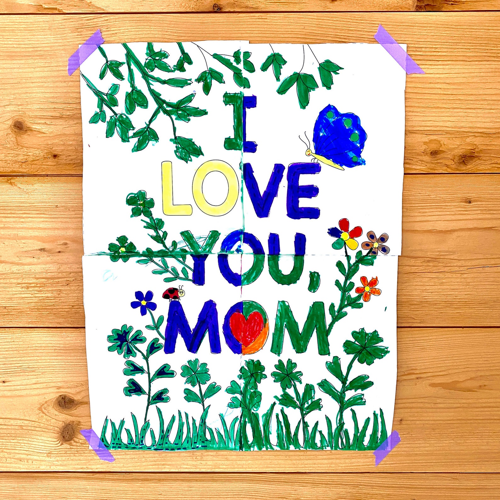 I Love You Mom GIANT Coloring Poster Printable for Kids Mothers Day ...