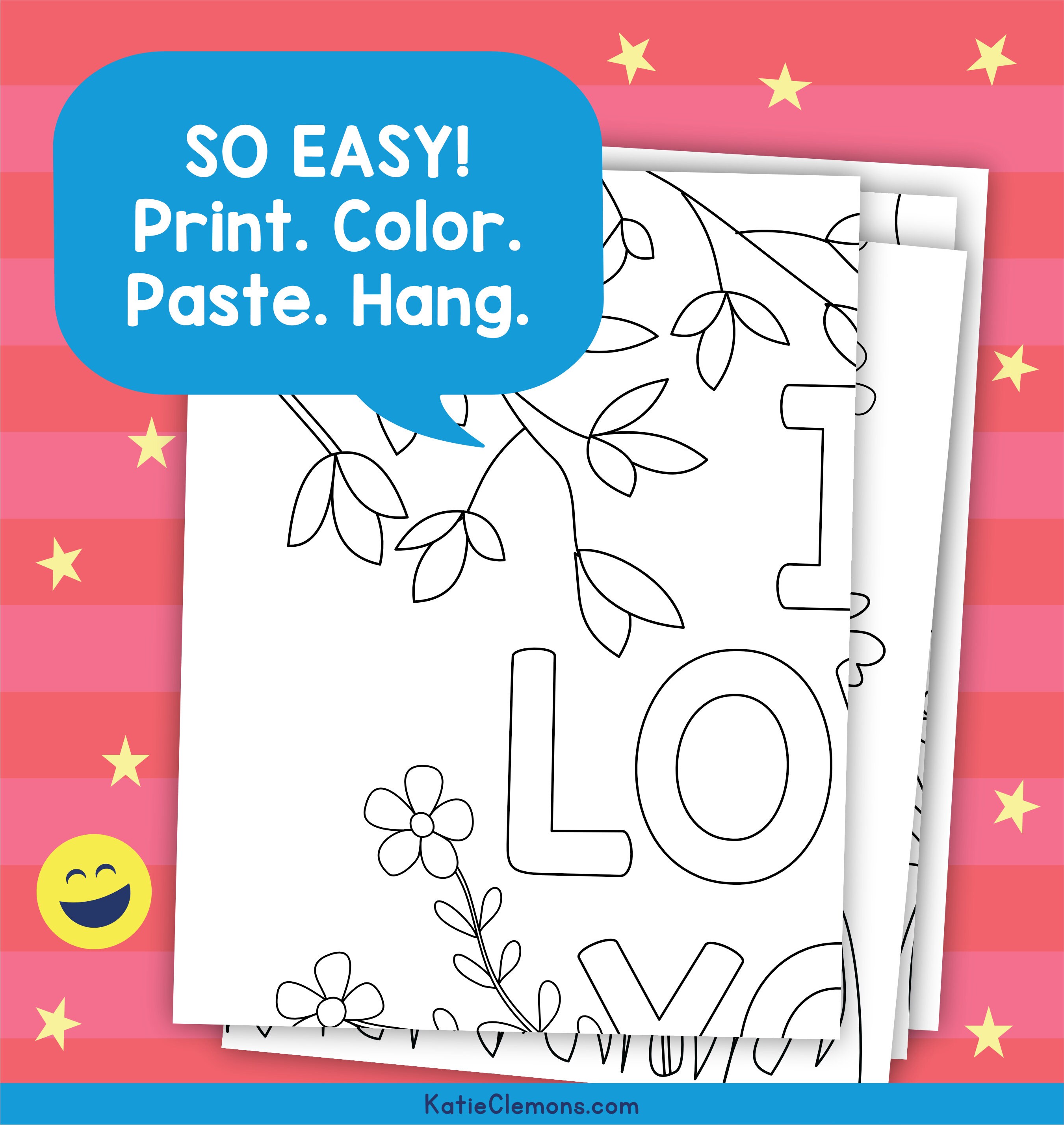 I Love You Mom GIANT Coloring Poster Printable for Kids Mothers Day ...