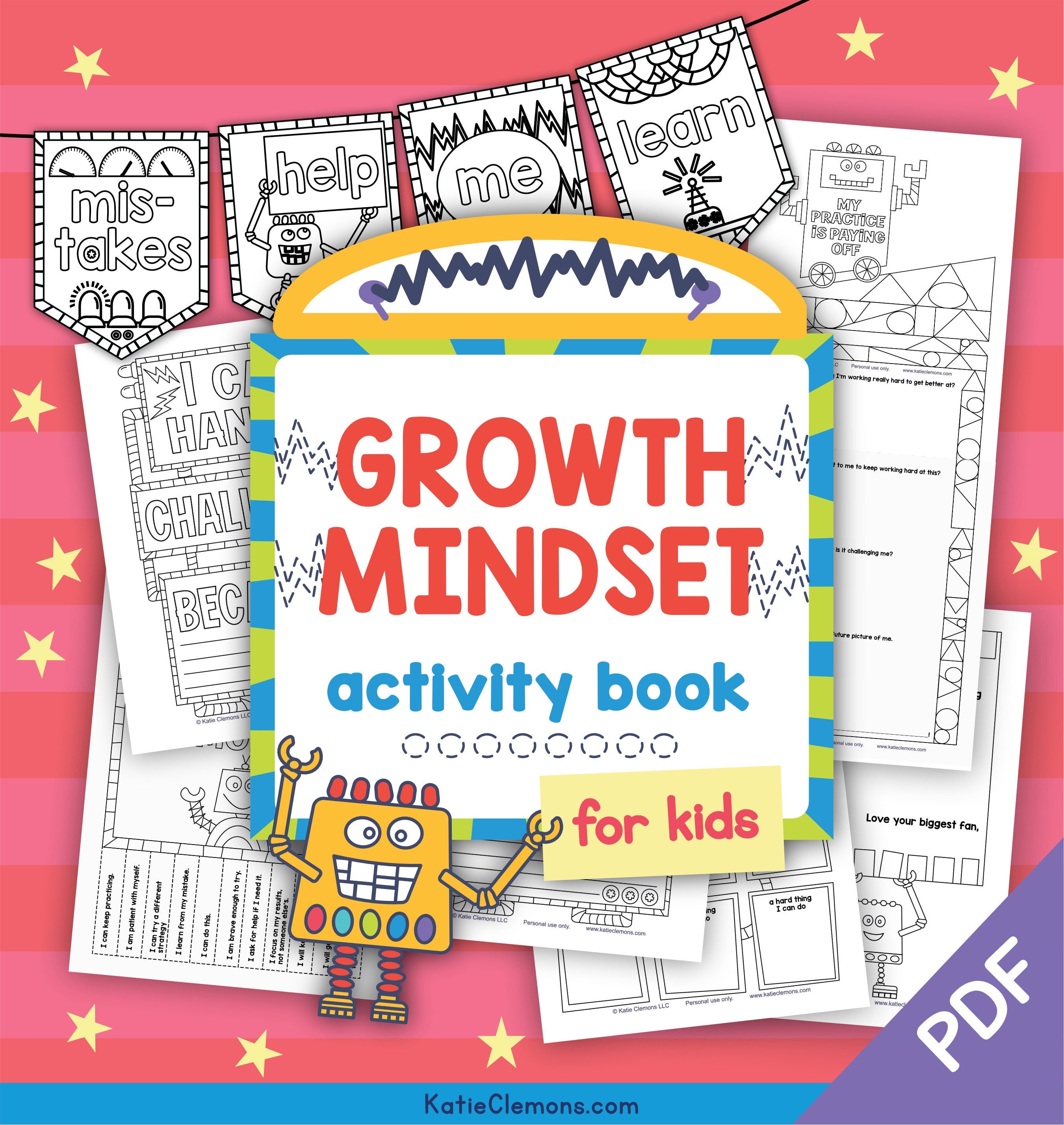 Robot Growth Mindset Printable Activity Book for Kids Mindful Journal ...