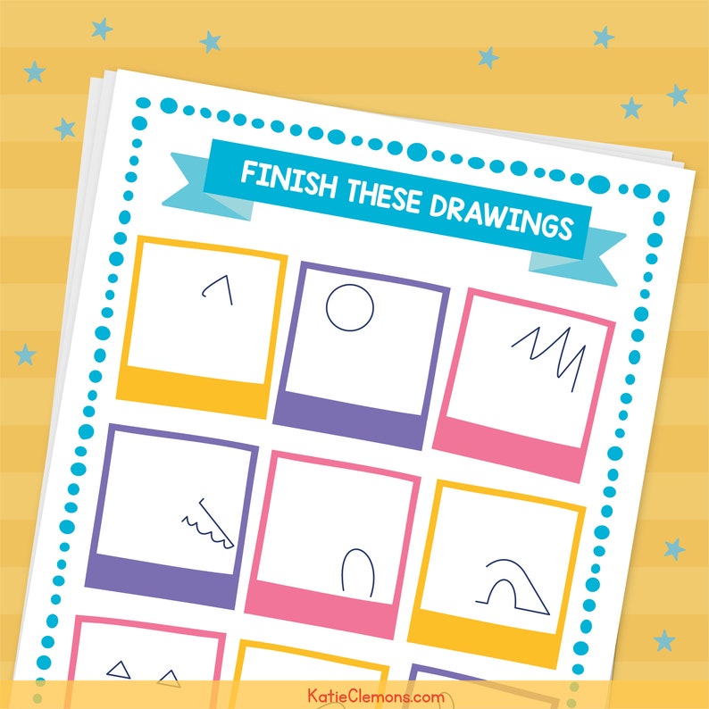 Finish These Drawings: Kids Art Prompts - Printable Activity (PDF) - Etsy