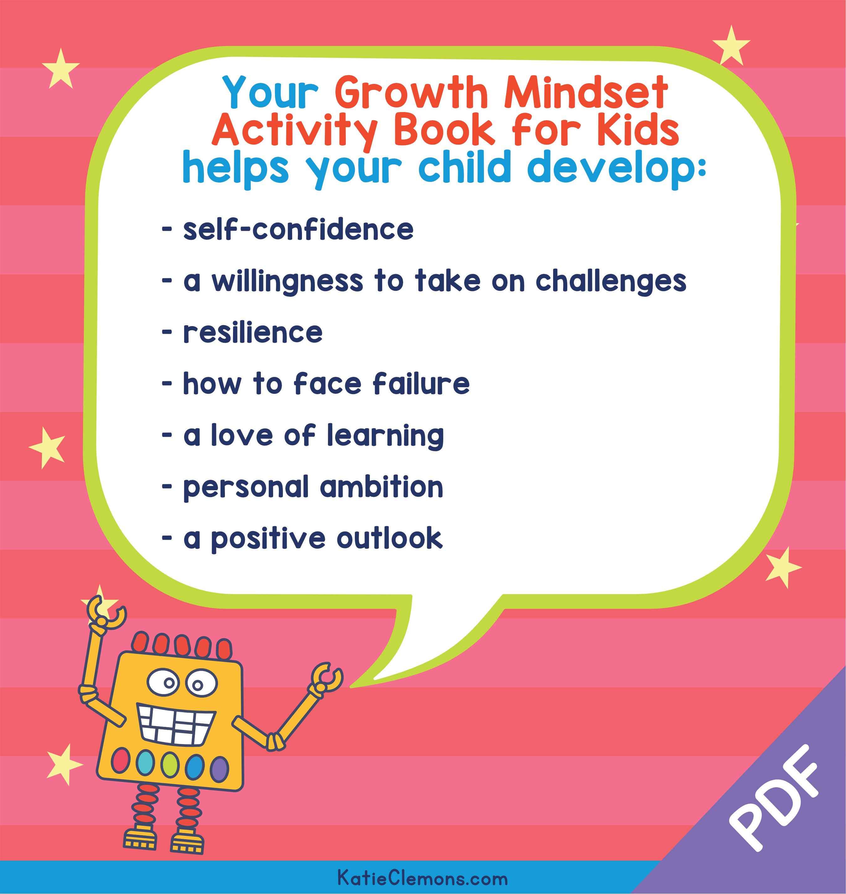 Robot Growth Mindset Printable Activity Book for Kids Mindful Journal ...