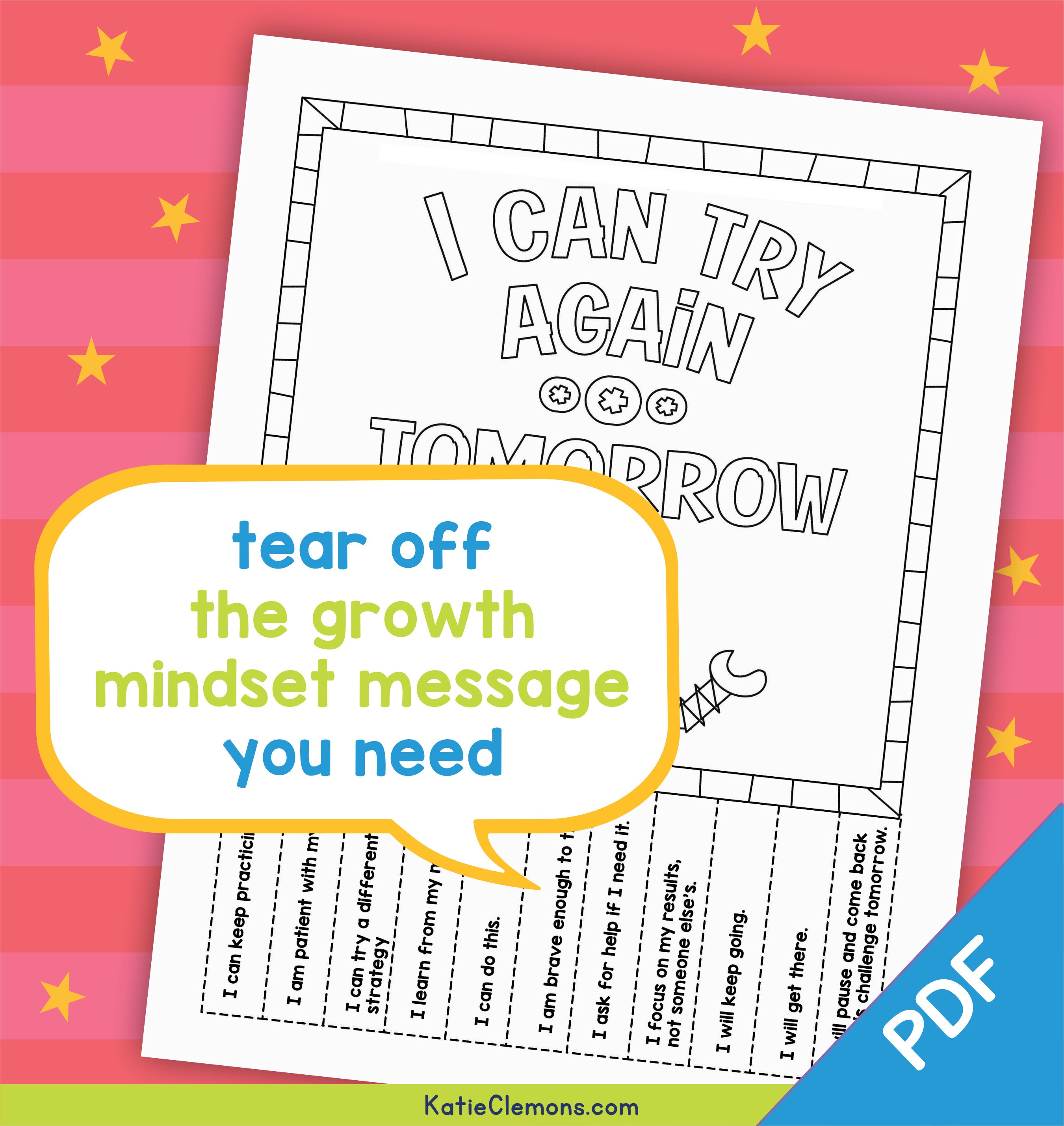 Growth Mindset Poster for Kids Printable "take What You Need" Tear-off ...