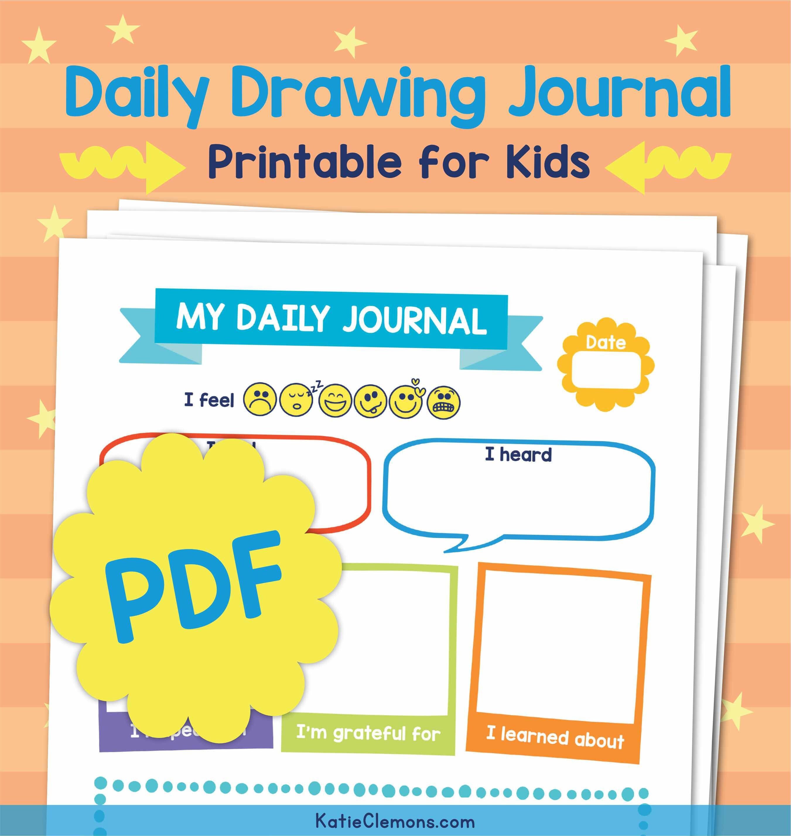 Kids Daily Journal Page Printable: About My Day Printable Activity ...