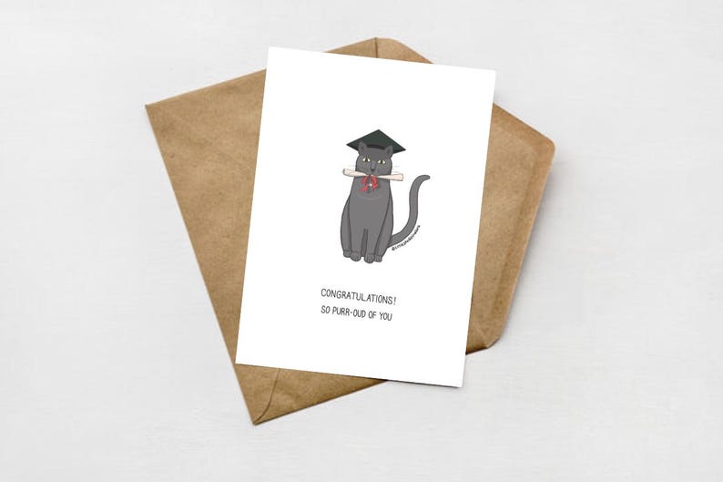 Cute Graduation Card — Cat Grad - Etsy