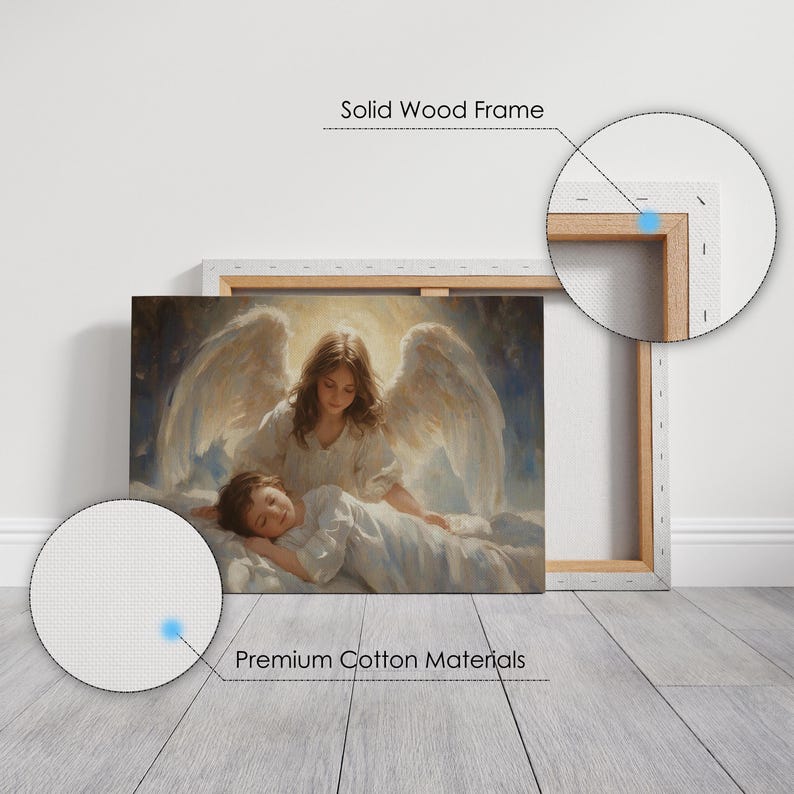 Guardian Angel Watching Over Child Canvas Wall Art | Comforting ...