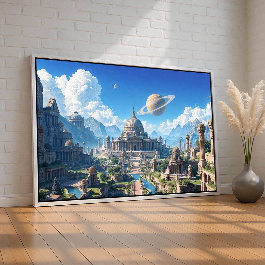Celestial Kingdom Fantasy Wall Art | Majestic Heaven-inspired Castle ...
