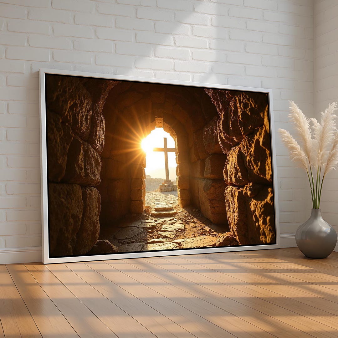 Empty Tomb With Cross Wall Art | Christian Resurrection Canvas Print ...