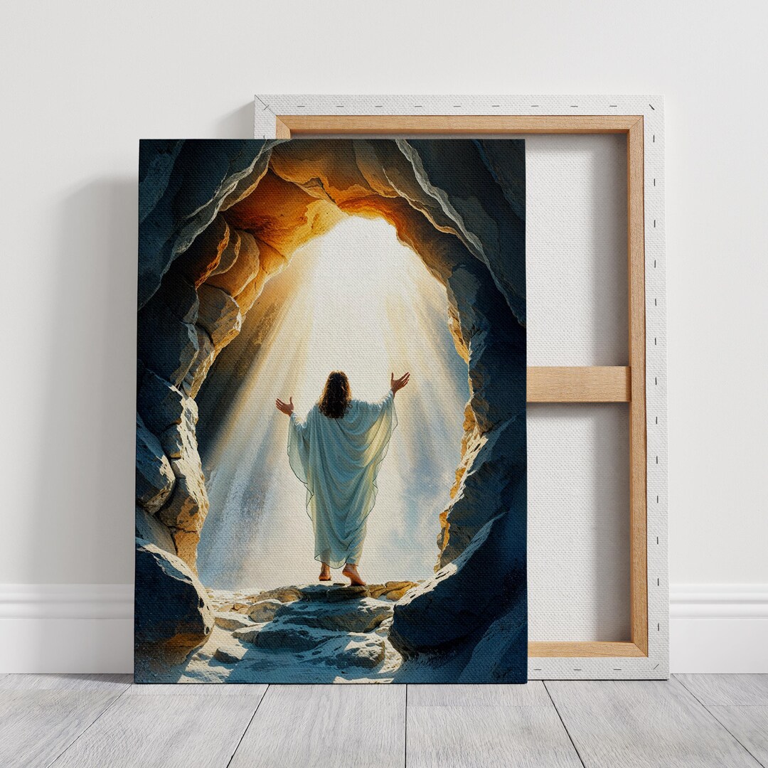 Jesus Resurrection Wall Art Poster | Framed Canvas He is Risen Print ...
