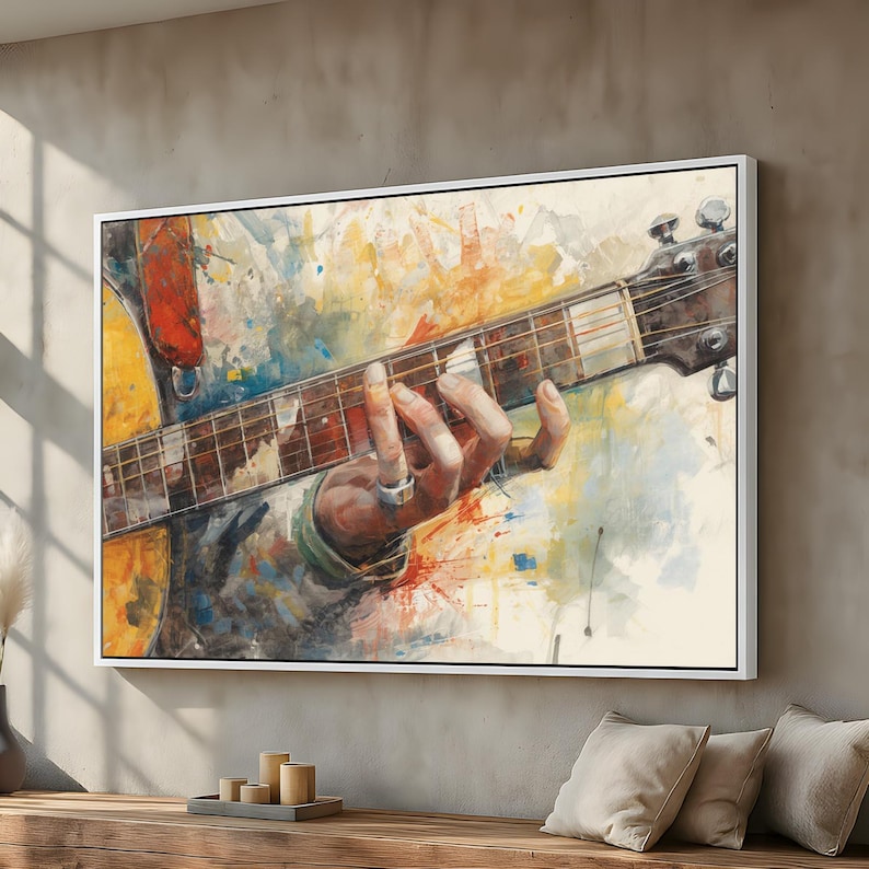 Guitar Canvas Wall Art | Expressive Musician Hand Painting | Artistic ...