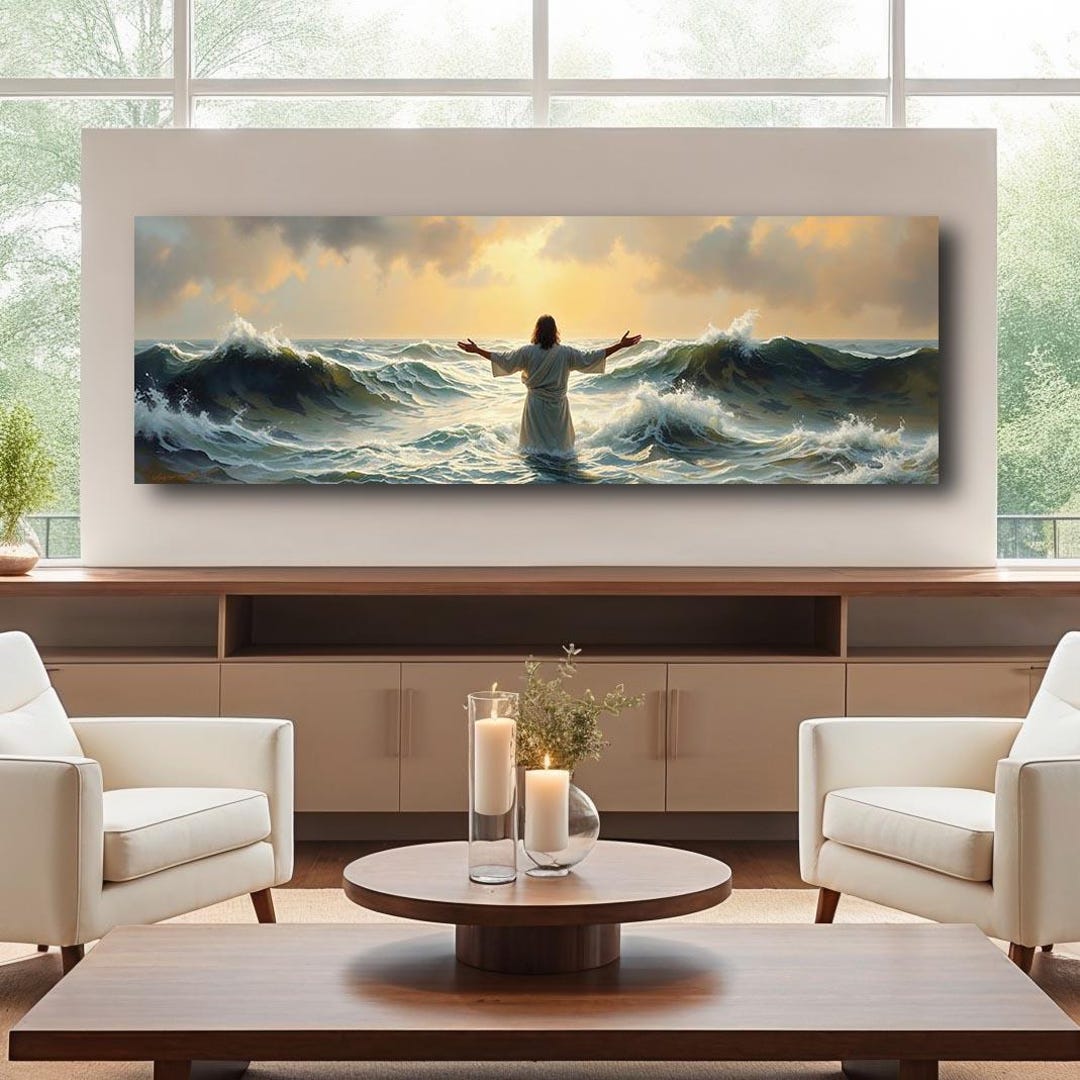 Jesus Calming the Storm Wall Art | Christian Ocean Print | Faith ...