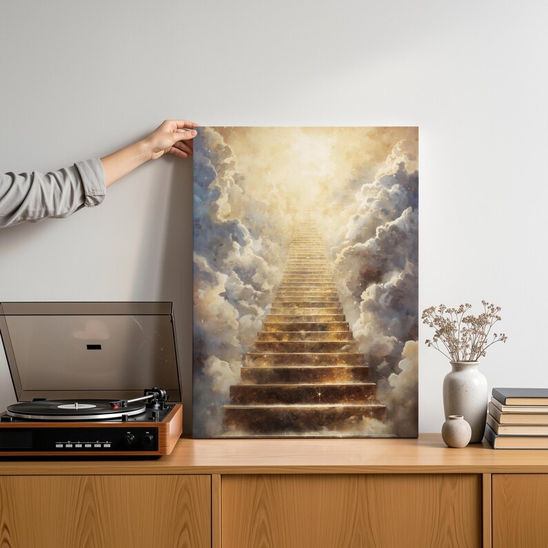Heavenly Stairway Canvas Wall Art | Staircase to Heaven Christian Art ...