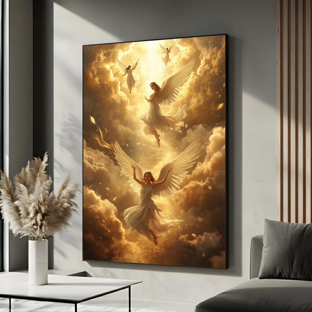 Heavenly Angels Ascending Art | Christian Canvas Wall Art Poster ...