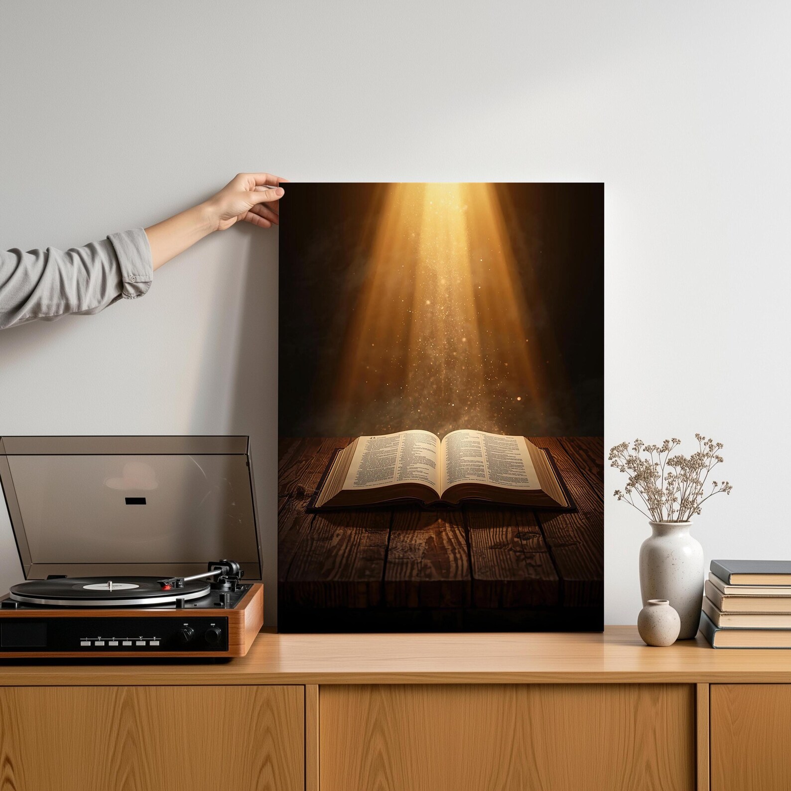 Open Bible Christian Art | Faith Canvas Wall Art Poster | Glowing ...