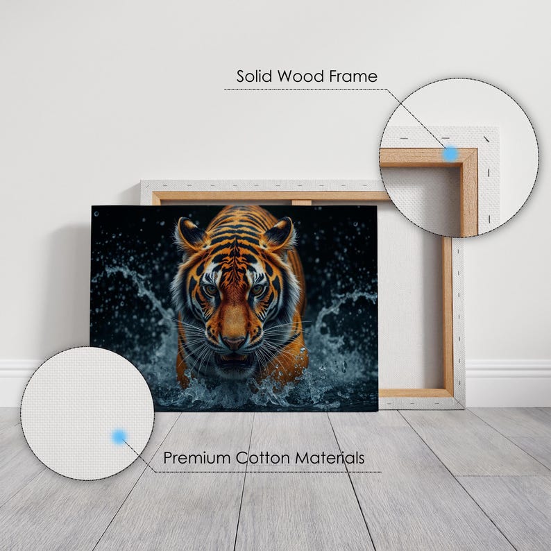 Powerful Tiger Wall Art | Wild Animal Canvas & Poster Print | Bold ...