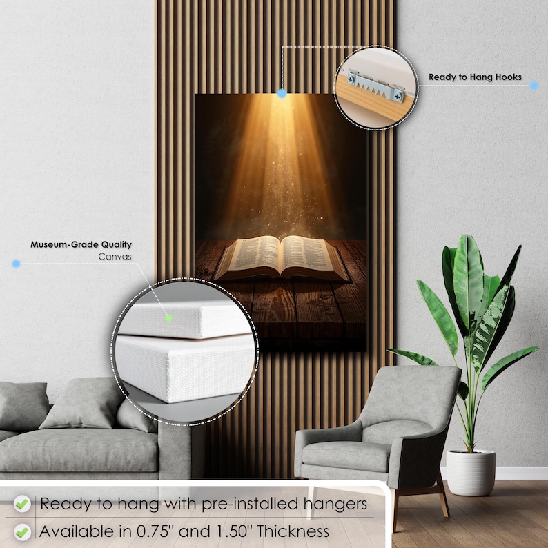 Open Bible Christian Art | Faith Canvas Wall Art Poster | Glowing ...