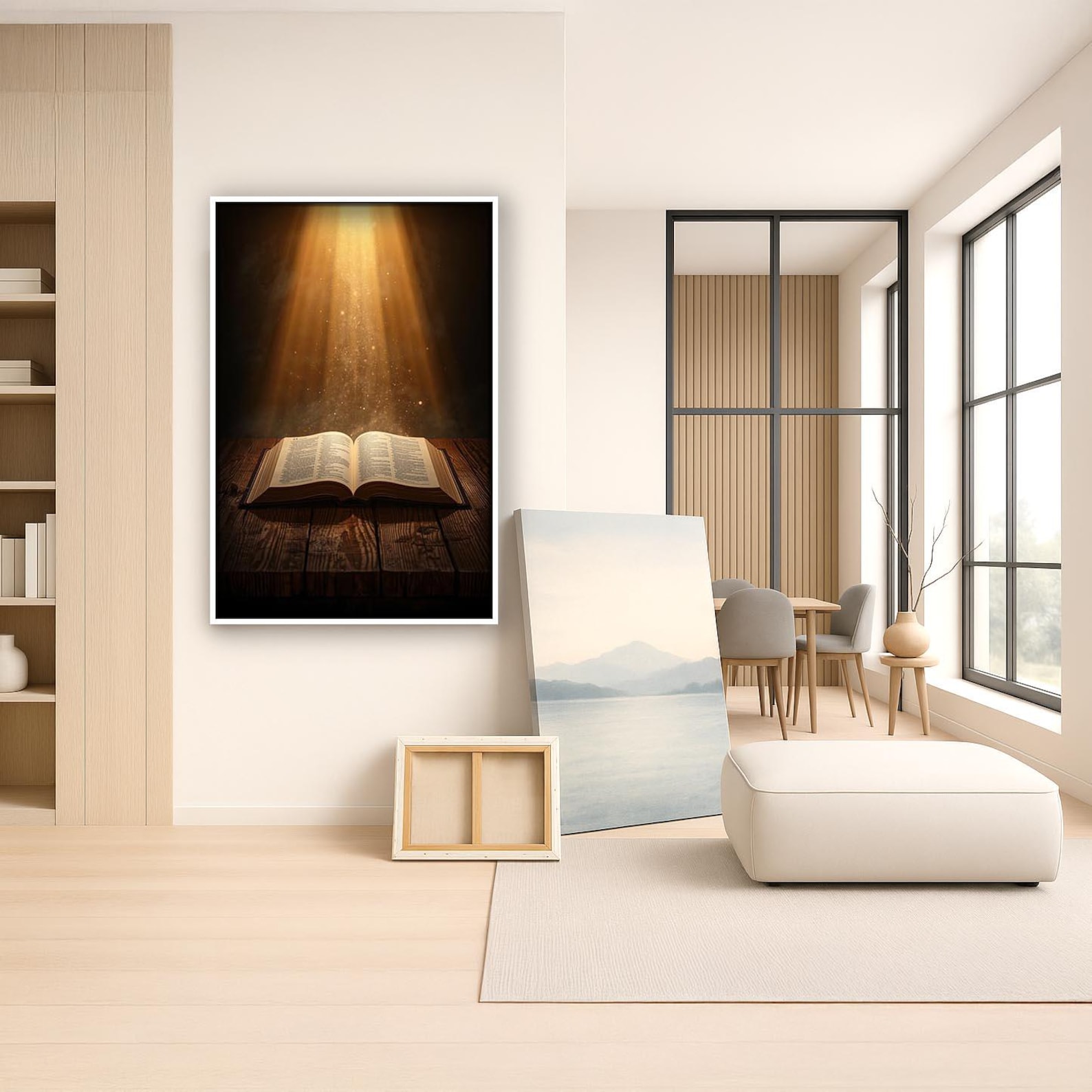 Open Bible Christian Art | Faith Canvas Wall Art Poster | Glowing ...
