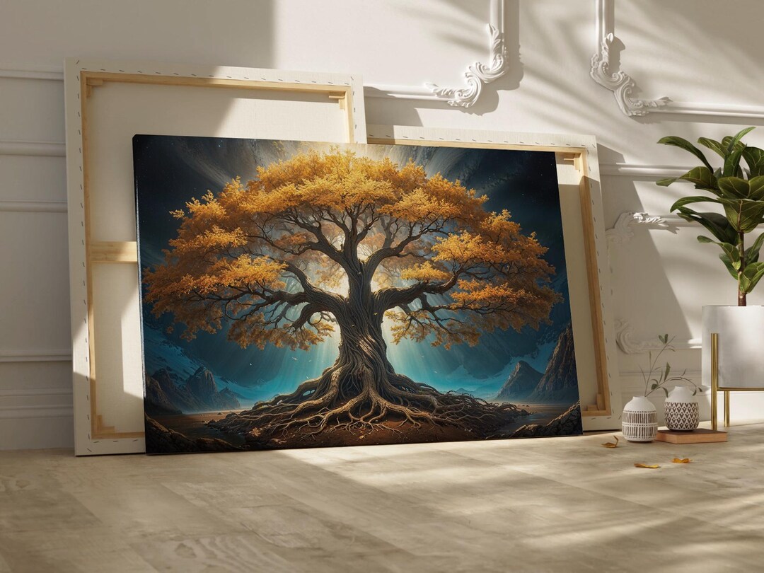 Mystical Tree of Life Wall Art Fantasy Nature Decor Enchanted Forest ...