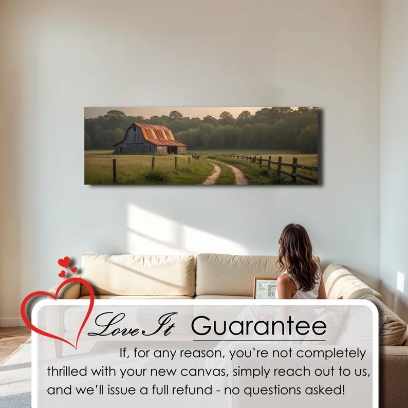 Rustic Barn Panoramic Wall Art | Country Farmhouse Landscape Print ...