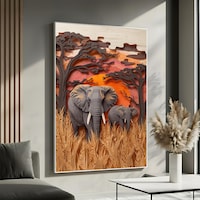 African Animal Triptych Africa Safari 3 Piece Painting Original Art ...