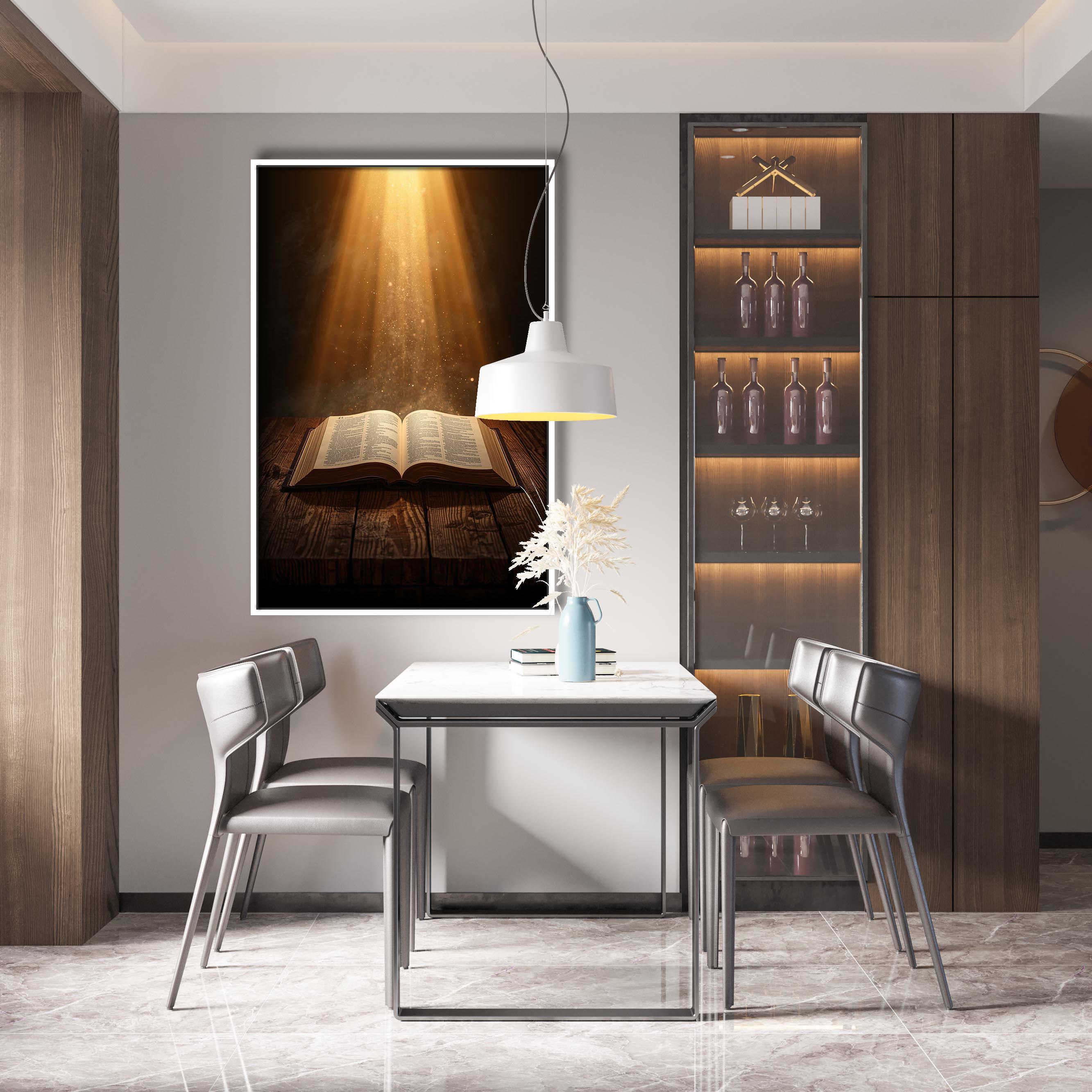 Open Bible Christian Art | Faith Canvas Wall Art Poster | Glowing ...