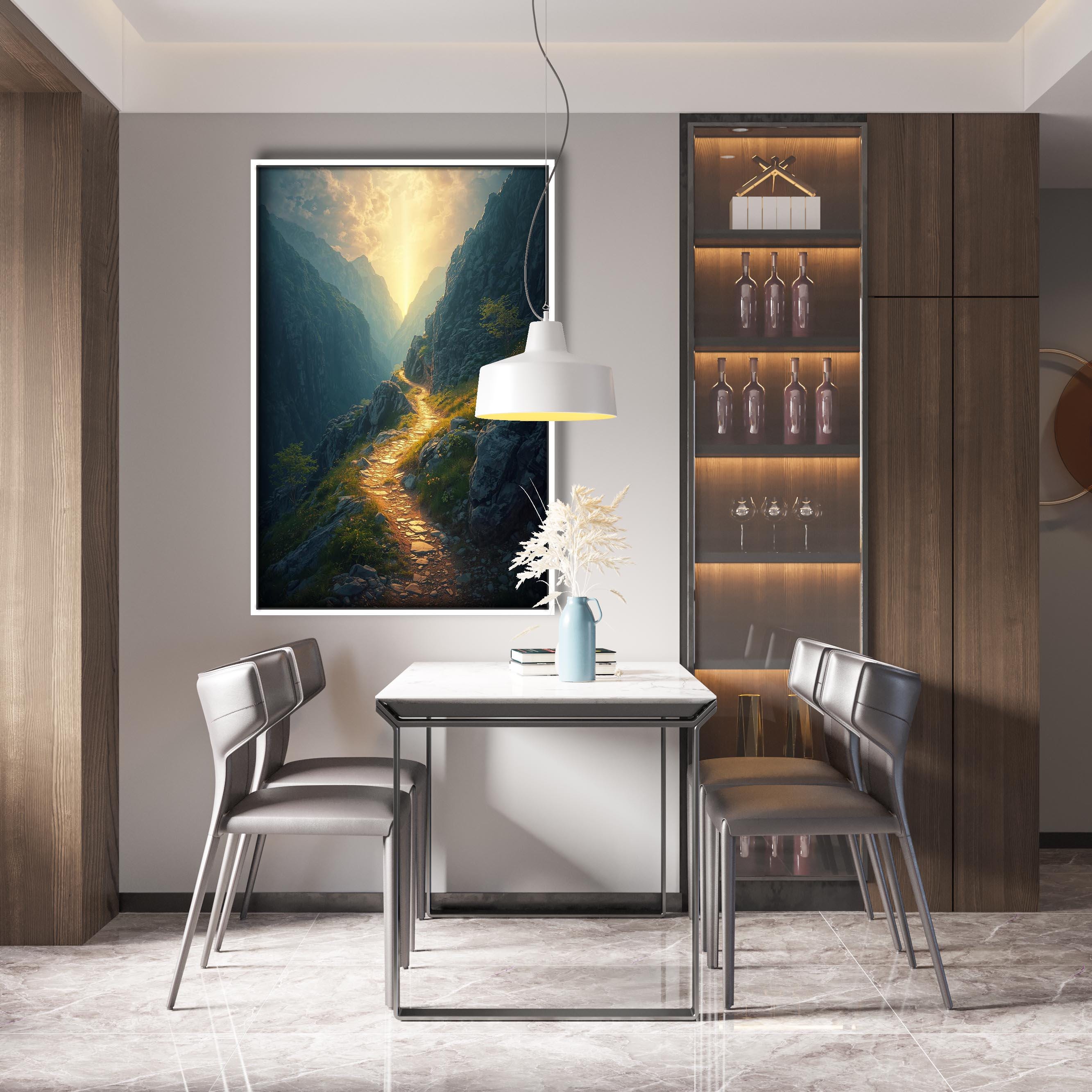 Golden Mountain Path Canvas Wall Art | Inspirational Nature Poster ...