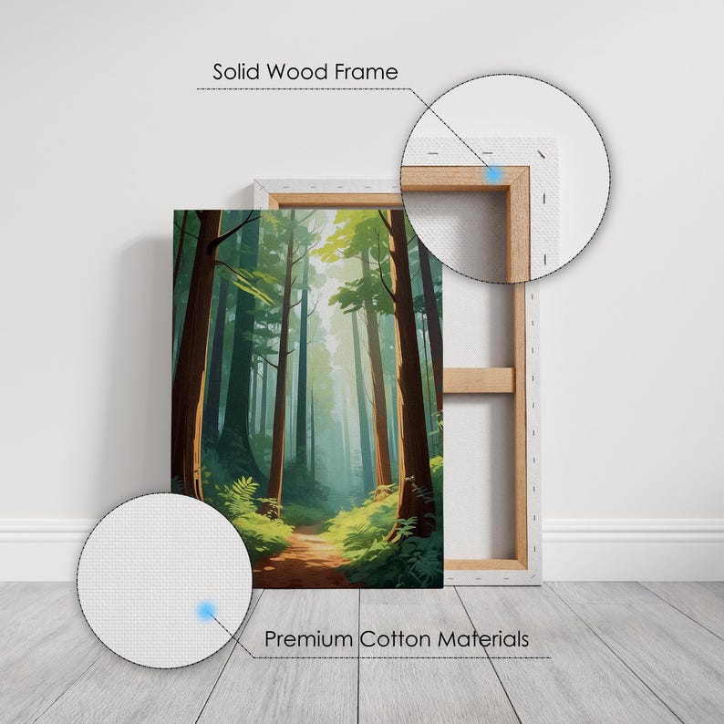Peaceful Forest Path Canvas & Poster | Sunlit Woodland Nature Scene ...